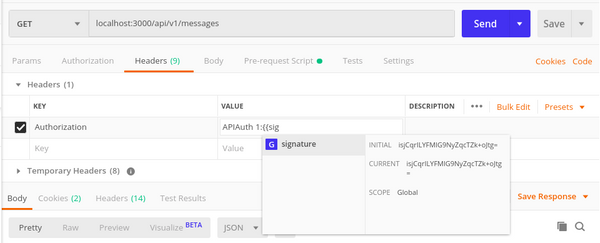 Sign API request using Postman pre-request scripts